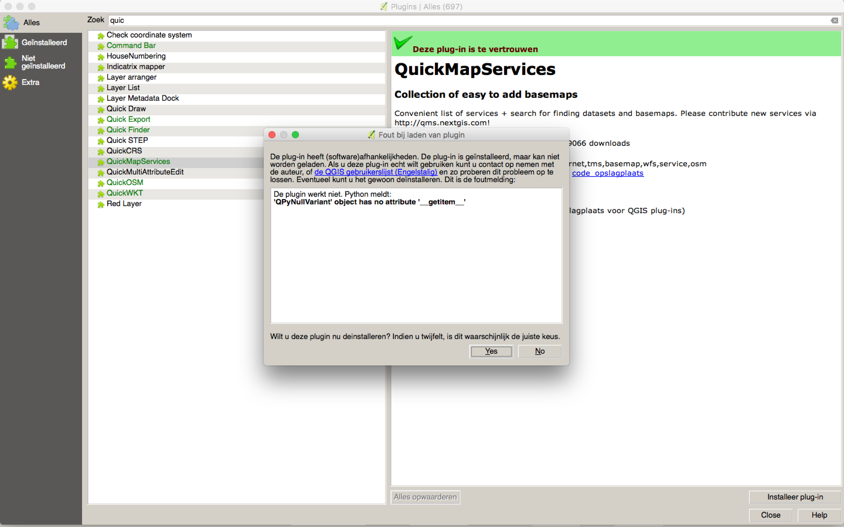 PDOK Service en Python Console in QGIS 2.18.2 werken niet na installatie QGIS op MacBook Pro ...